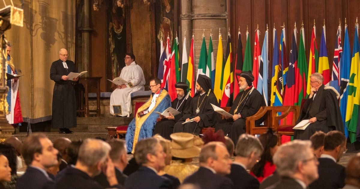 Revd Tony Miles leads prayers at Commonwealth Day Service - Methodist Central Hall